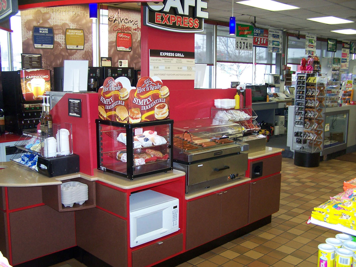 Metal Cabinets and Food Service Counters for Convenience Stores